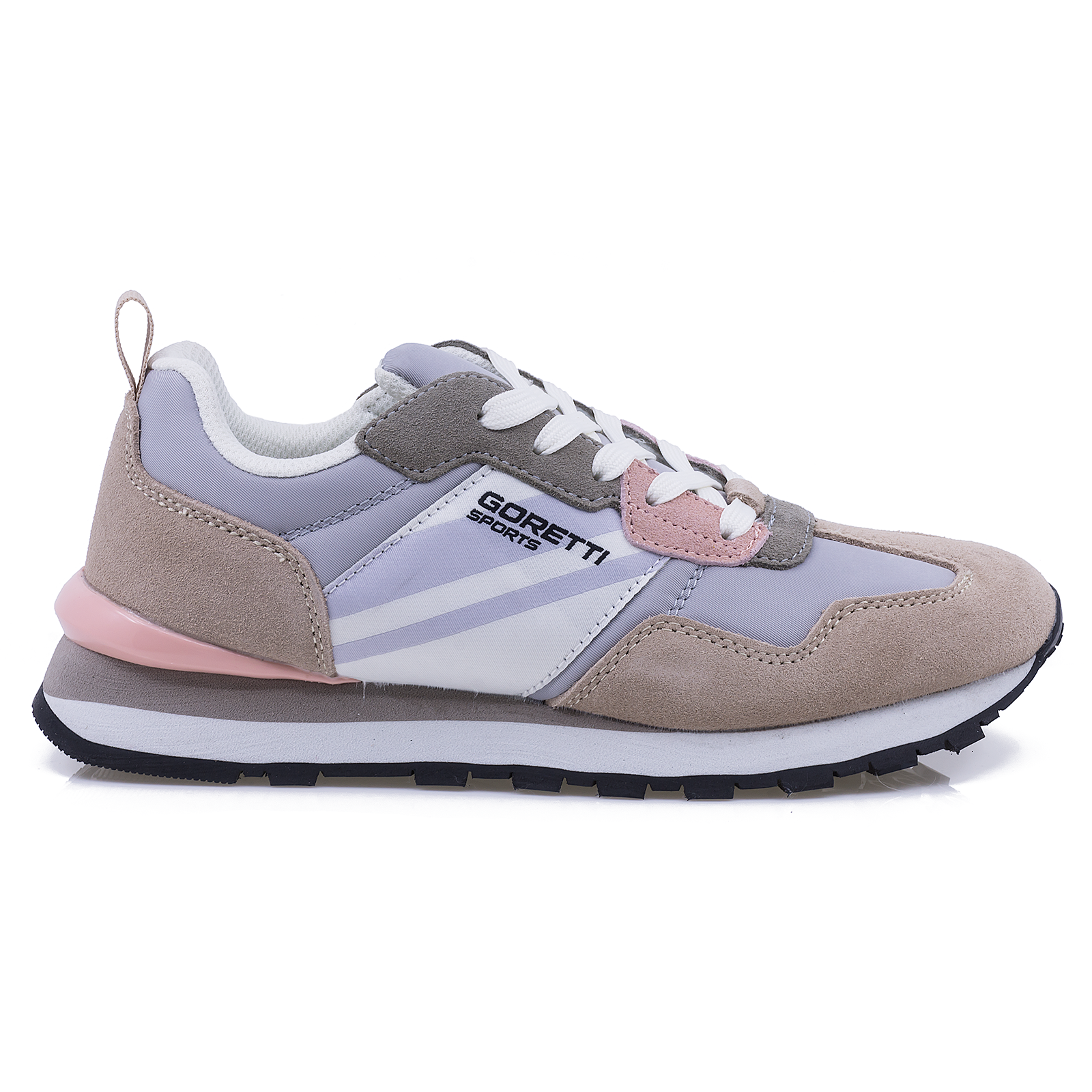 Pantofi sport damă bej piele întoarsă | Memory Foam Goretti 27368 ...