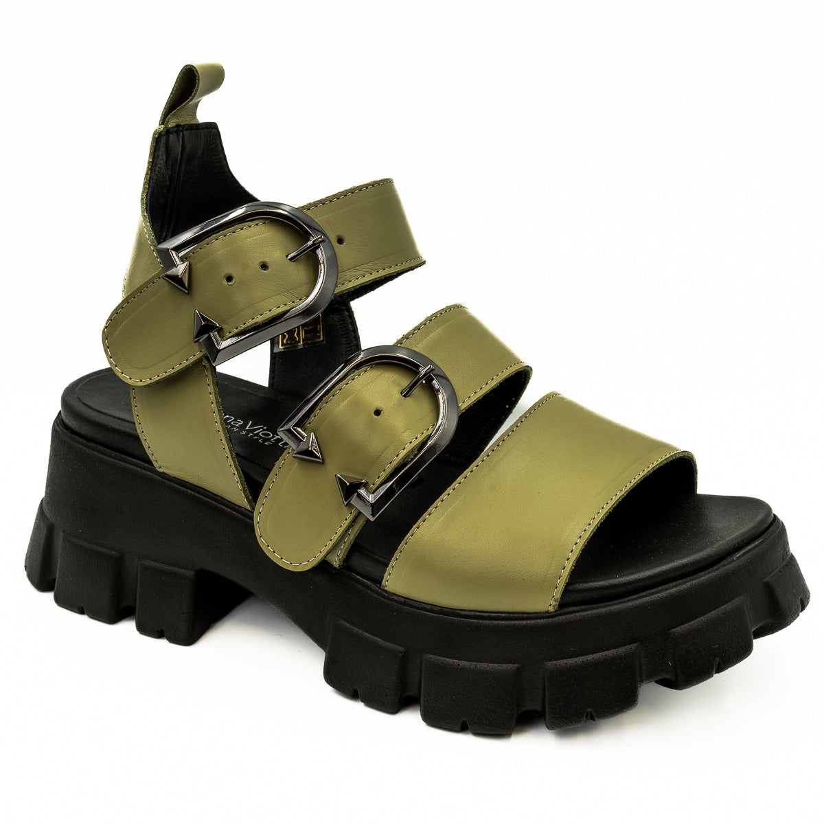 Sandale dama casual Anna Viotti piele naturala D32-854 verde – Goretti ...